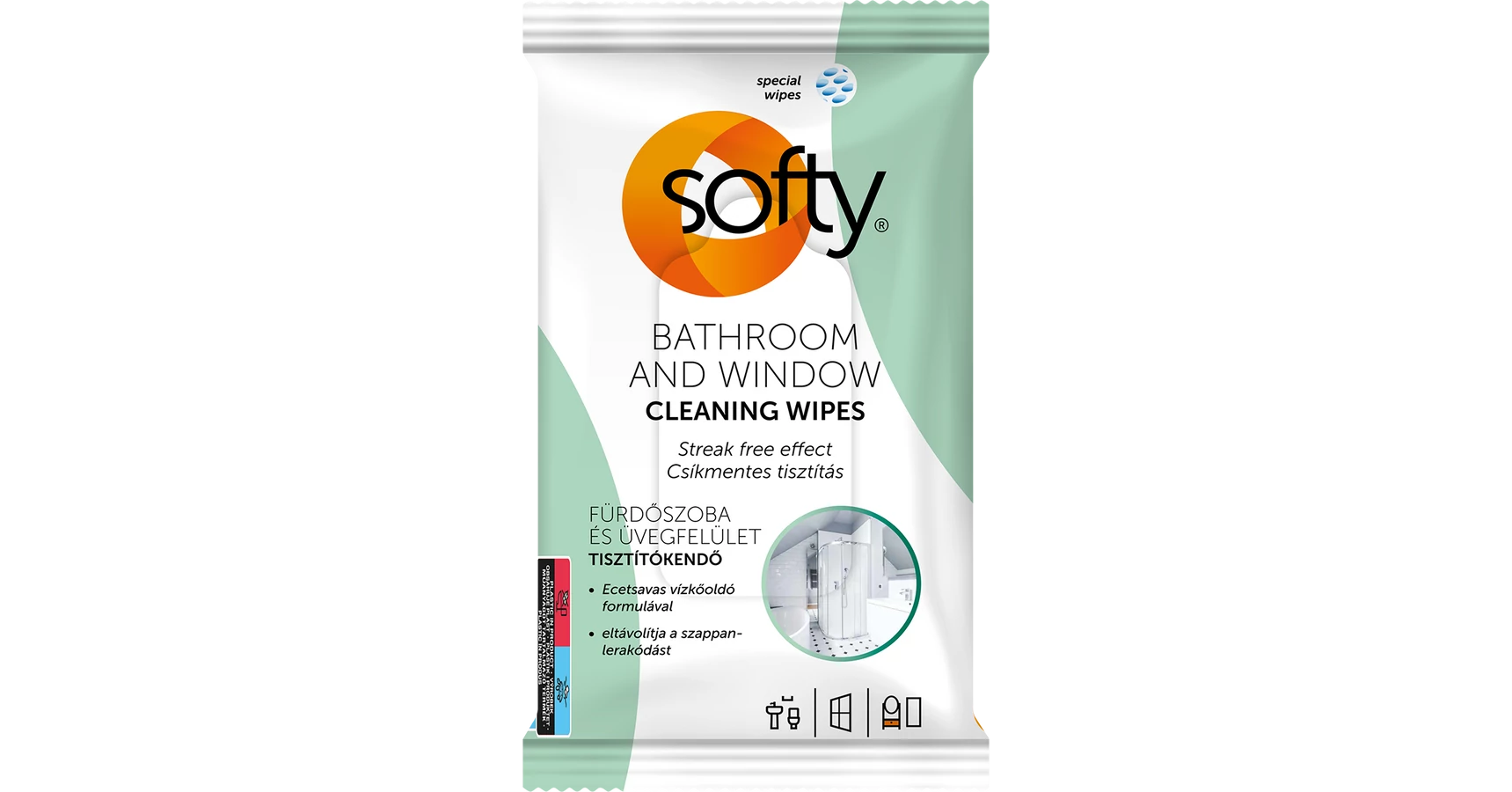 Softy Bathroom & Window fürdőszobai és üvegfelület tisztító kendő 40 ...